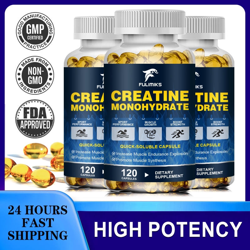 Creatine Monohydrate Capsules for Muscle Mass Strength, and Performance ...
