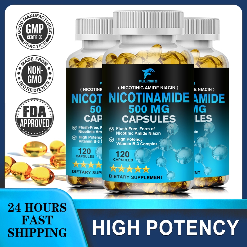 Niacinamide Capsules - 500mg Niacin - Non-Flushing Form of Vitamin B3 ...
