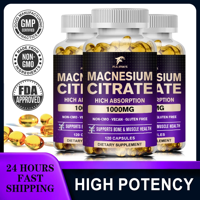 Magnesium Citrate Capsule 1000mg, High Absorption Citric Acid Complex ...