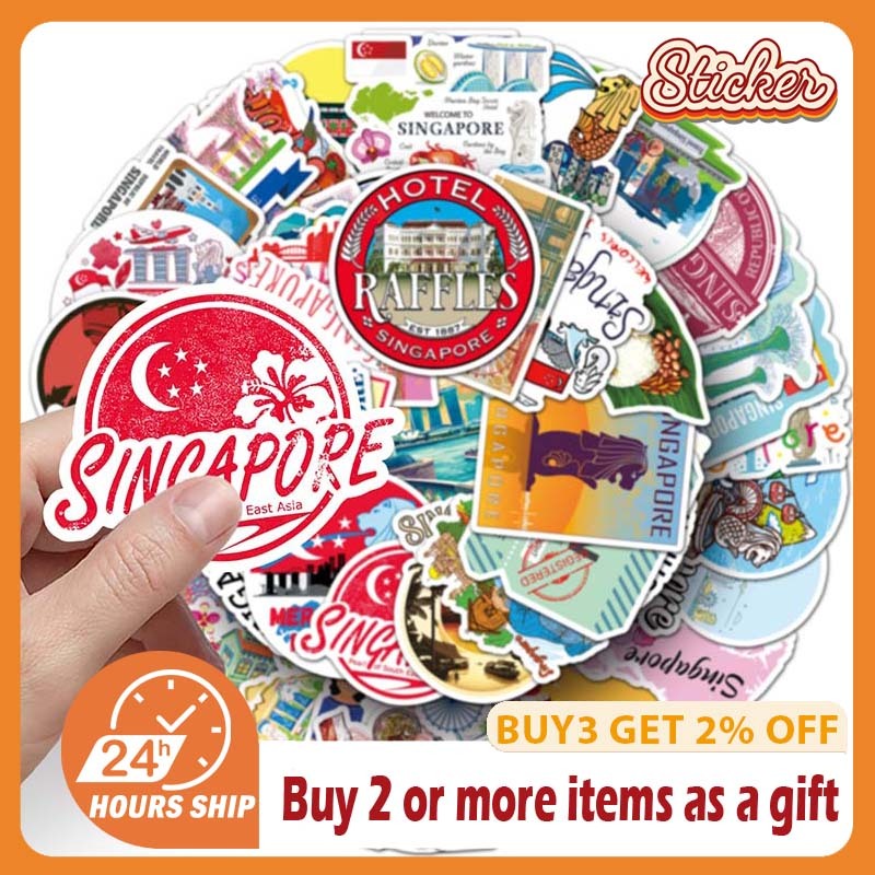 50pcs Singapore Sticker Laptop Bicycle Guitar Skateboard Sticker Kid ...