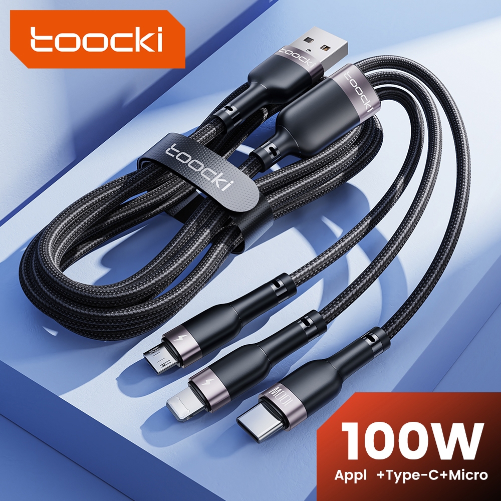 Toocki 3-in-1 100W Fast Charging Cable 1.2M USB To Type C/Micro/L ...