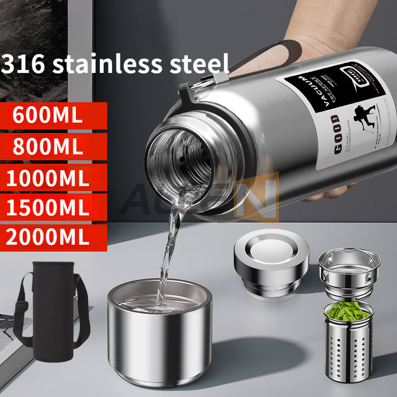 【ALLEN】Thermos Bottle 600ml-2000ml All-steel 316 stainless steel Vacuum double-layer Thermos ...