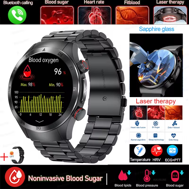 Smart Watch E800 Men 1.49" Amoled Screen ECG Laser Therapy Health ...