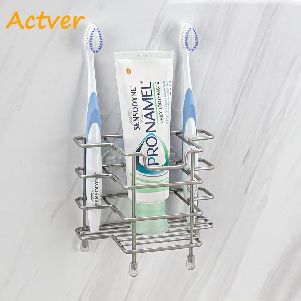 Actver Stainless Steel Toothbrush metal holder Wall Mount, Toothpaste ...