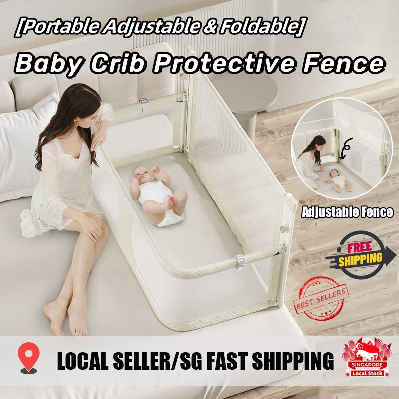 SG STOCK Baby Bed Rail Guard Baby Crib Safety Fence Baby Cot Barrier ...