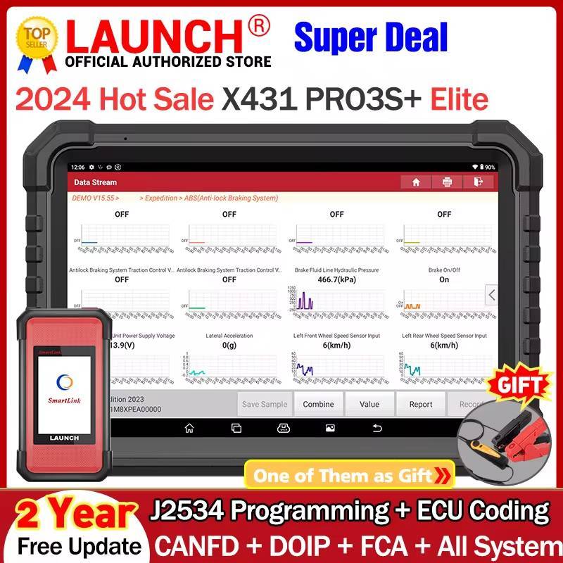 LAUNCH X431 PRO3S+ ELITE J2534 PROGRAMMING TOOL Online CODING All System Auto Diagnostic Tool ...
