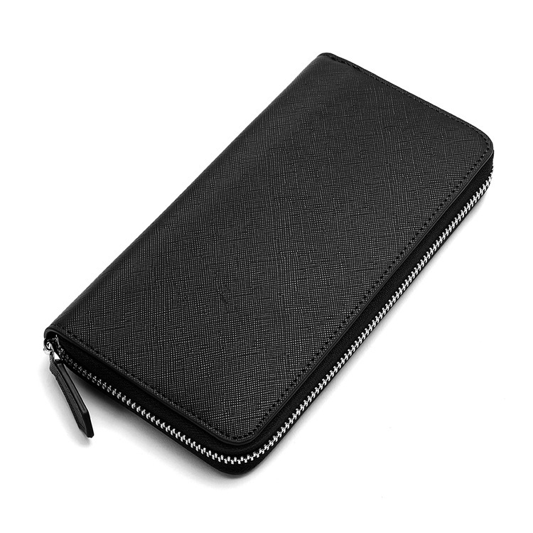 Japanese Style Cross Pattern Long wallet Zipper Hand-held Men's Wallet ...