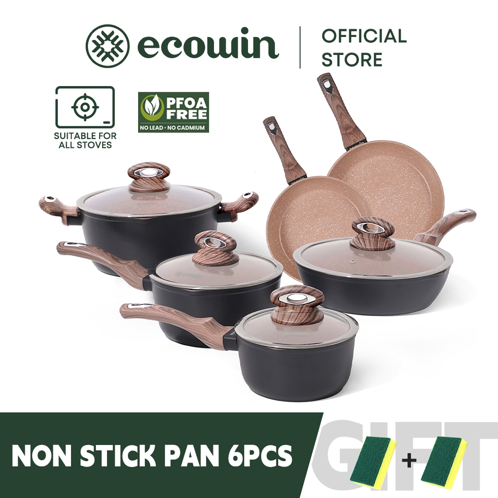 Ecowin Non-Stick 6pcs Cookware Set Non-Stick Pan Set With Lids Maifan ...