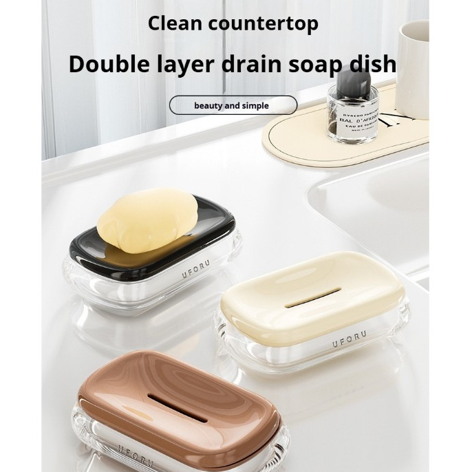 StorageWorks Double Layer Drain Dish Soap Tray – Portable Acrylic Soap ...