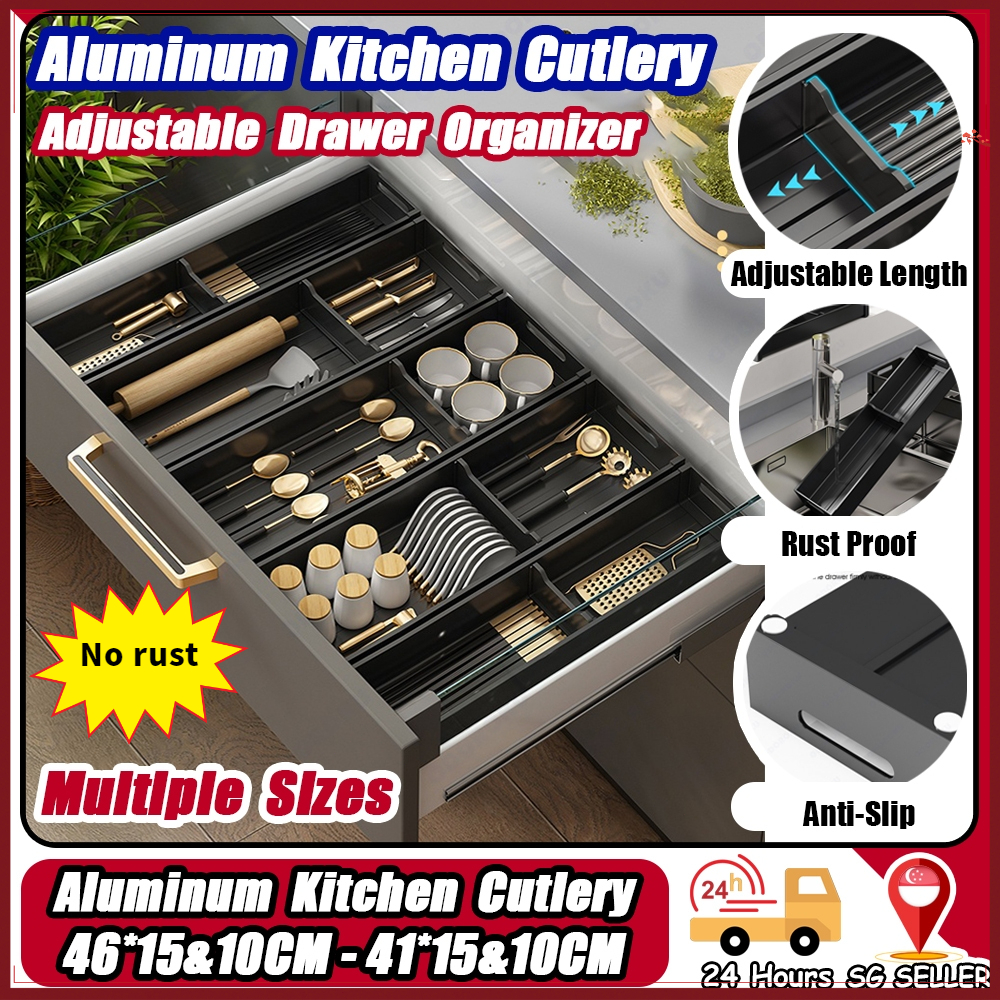 [SG Stock] Cutlery Organizer Expandable Utensil Tray Drawer Kitchen ...