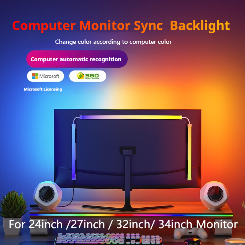 Longlight Ambilight RGB Computer Monitor Sync LED Backlight, Dreamcolor RGB-IC Rhythm Pickup ...