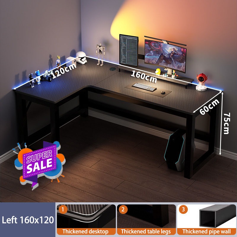 [ SG ]Corner L Shape Table Computer Table Organizer Gaming Table Carbon ...