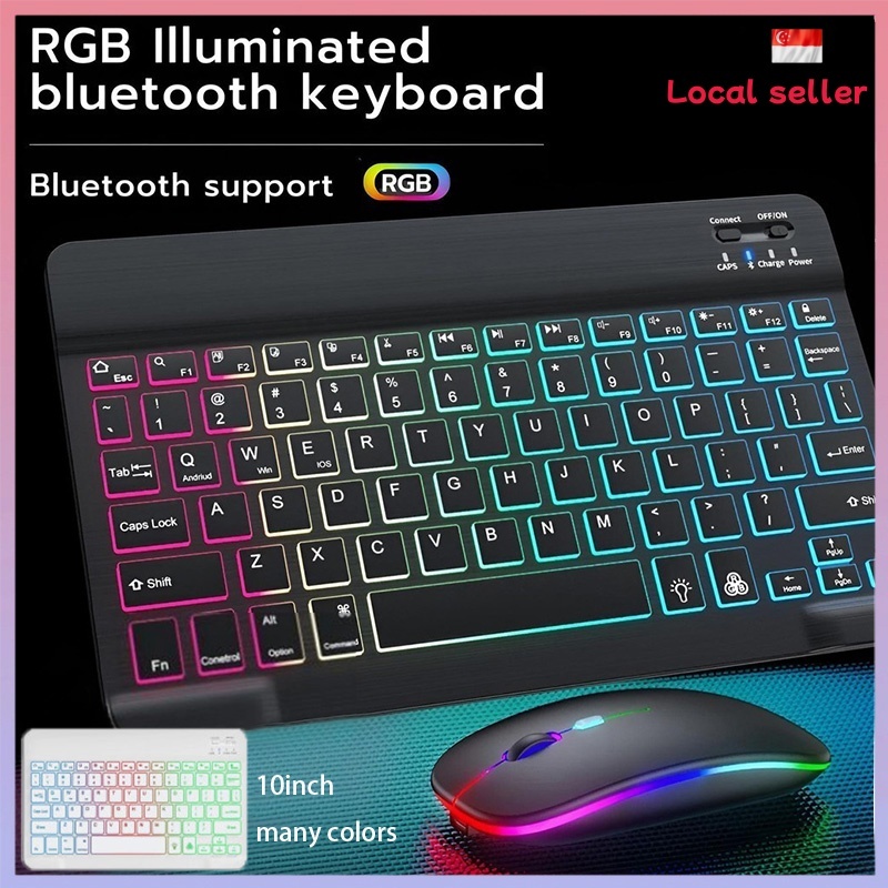 [SG] 10 inch Bluetooth Wireless Keyboard Mouse Set with RGB Backlight ...