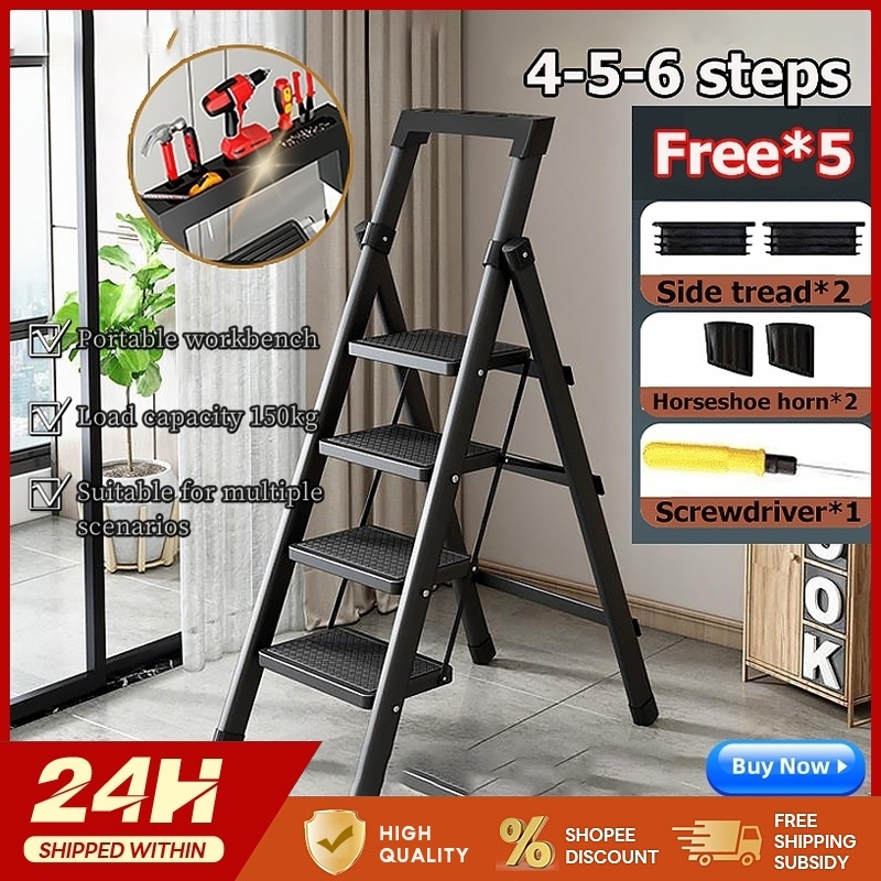 Ladder | 3/4/5/6 ladder foldable Steps Metal Folding Ladder Household ...