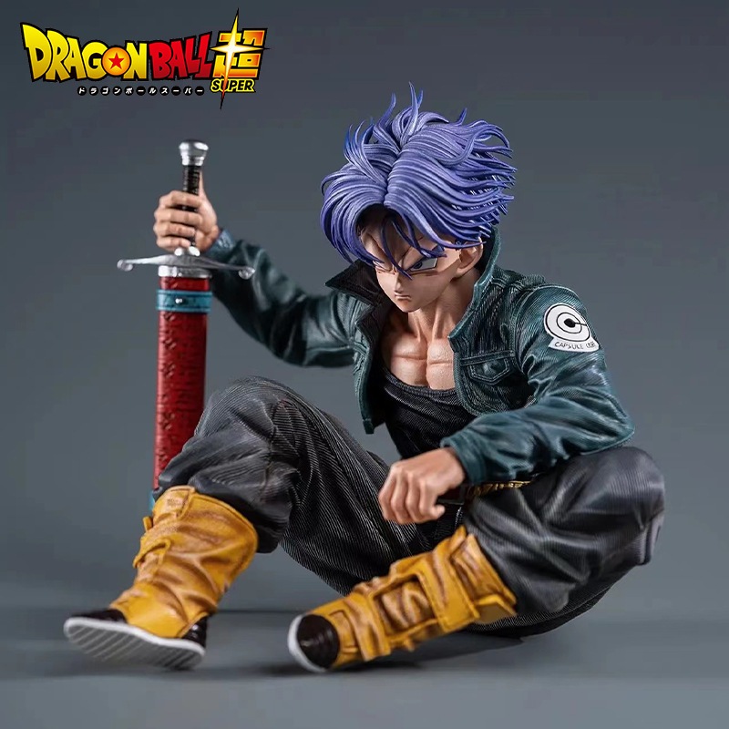 10cm Anime Dragpn Ball Z Trunks Figure Sitting Position Torankusu GK ...