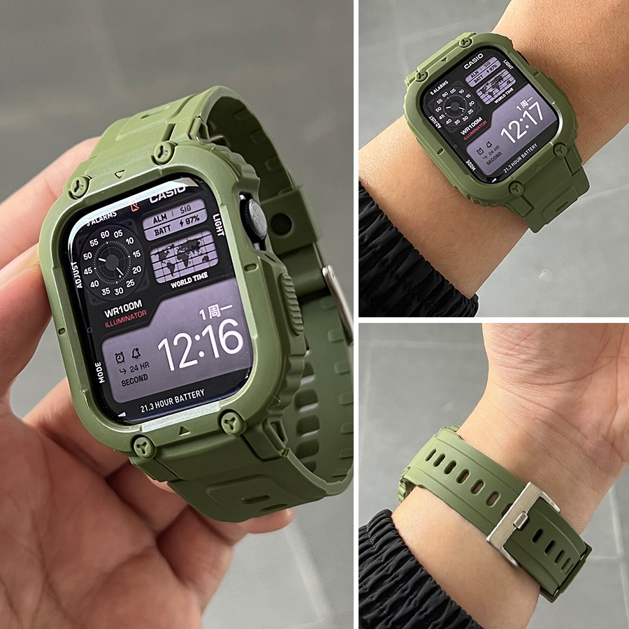 Rugged Armor TPU Silicone Sport Strap for iWatch Ultra 2 49mm 45mm 44mm ...