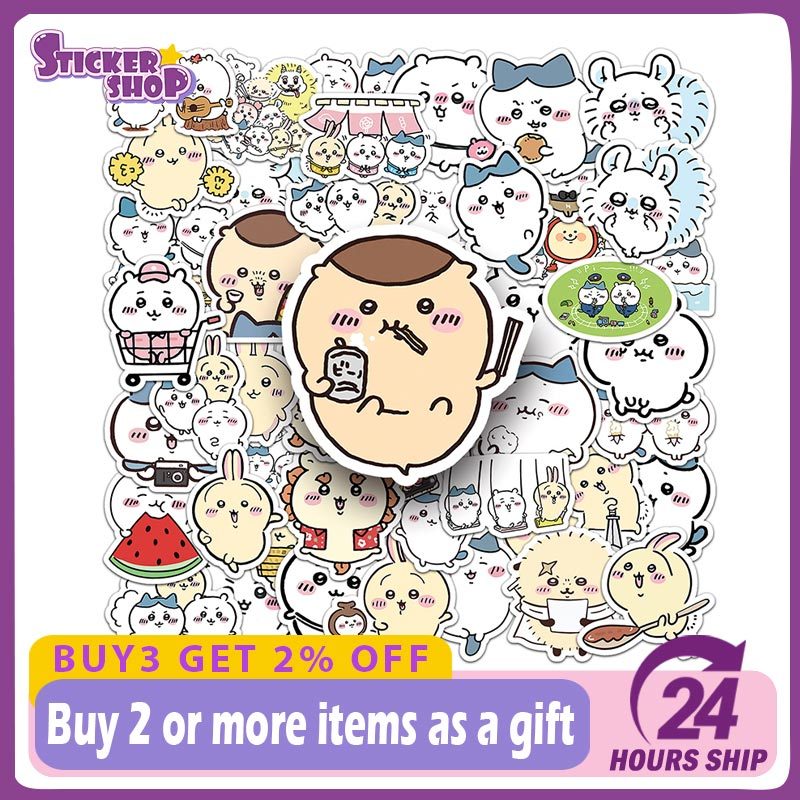 50PCS Cute Cartoon Chiikawa Sticker Japanese Anime Animation Waterproof ...