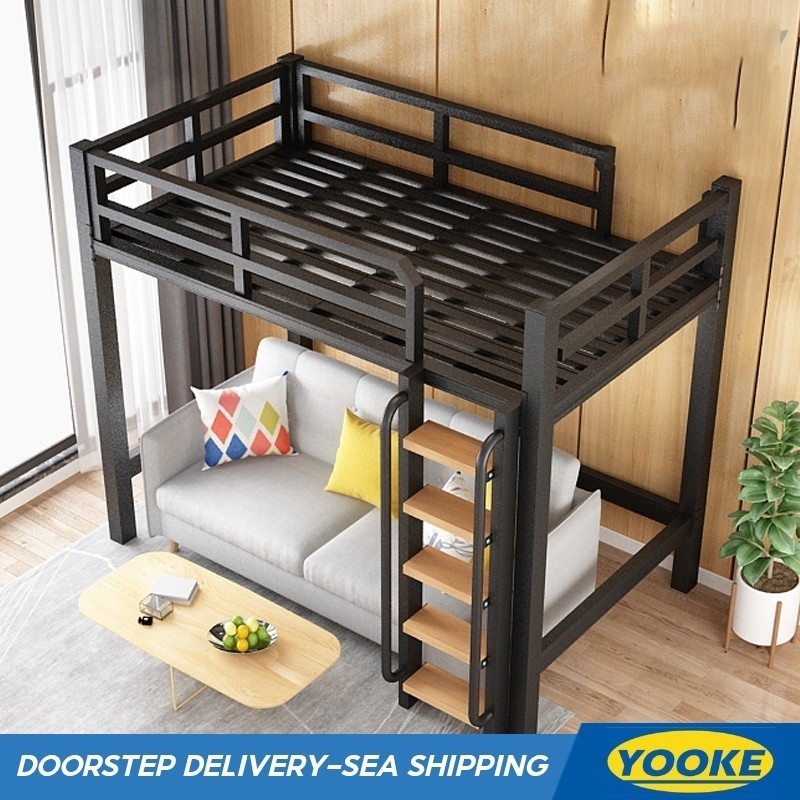 YOOK Loft Bed With Double Upper Floor And Lower Hollow Iron Frame Bed ...