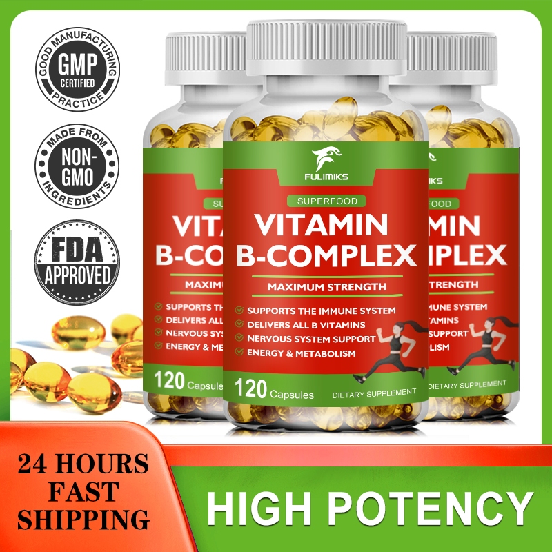 Vitamin B-Complex Supplement B12 B1 B2 B3 B5 B6 B9 Biotin, Nervous ...