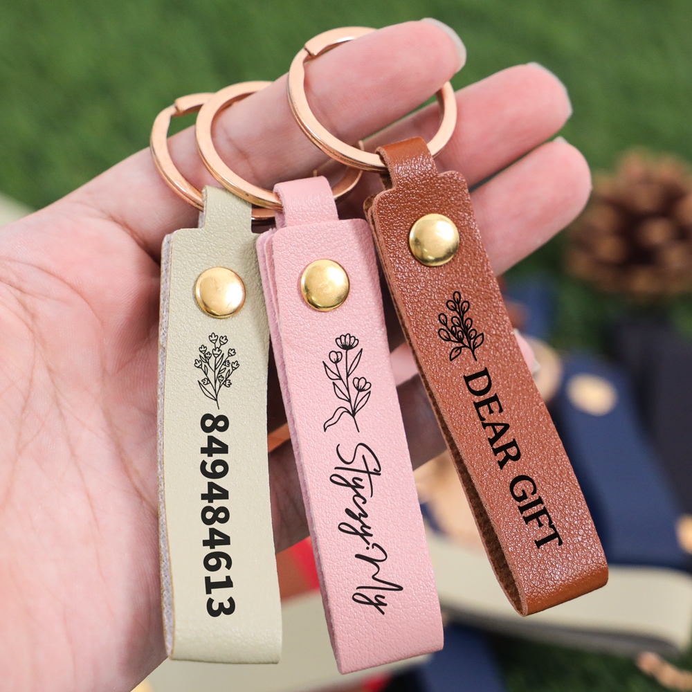 Engraved Custom Name Keychain PU Leather / sublimation Write Name ...