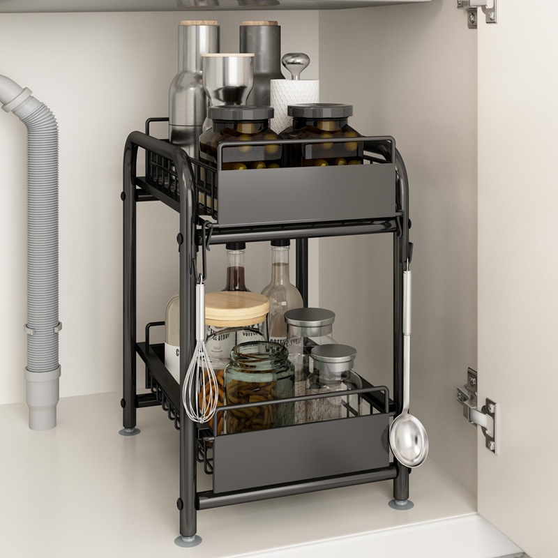 Under sink rack adjustable kitchen rack waterproof stable storage ...