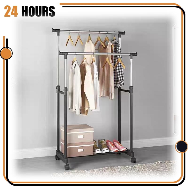 💥SG SELLER 💥Laundry Rack Adjustable Single & Double Pole Laundry ...