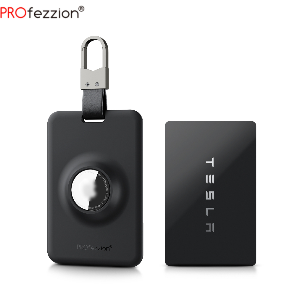 PROfezzion AirTag Holder with Tesla Key Card Slot Plastic Card Key ...