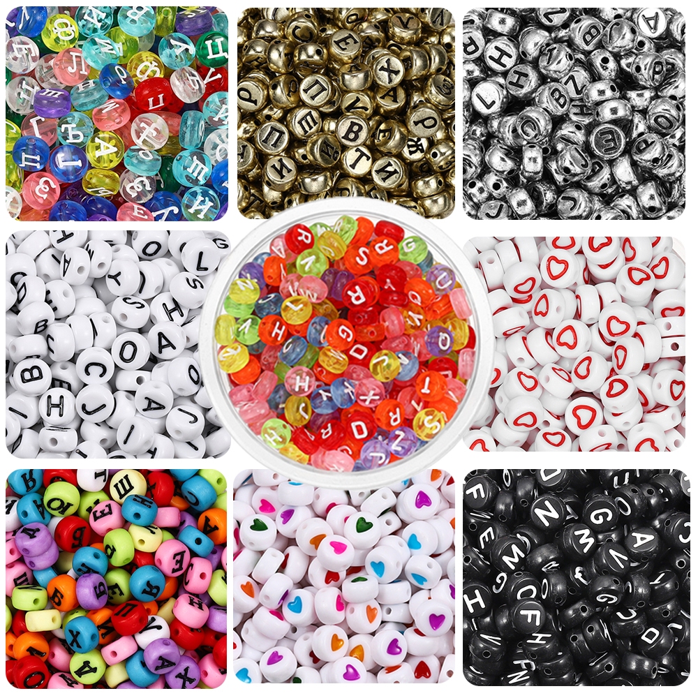 St. kunkka 120 Letter Beads English Letters/Heart Shape/Numbers ...