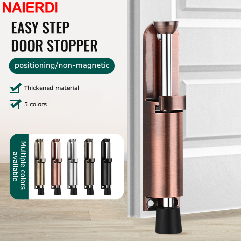 NAIERDI Kickdown Door Stop Zinc Alloy Easy Step Door Stopper Heavy Duty ...