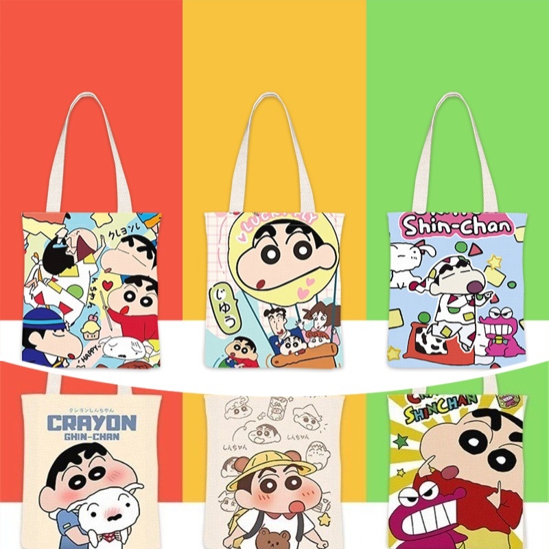 Crayon Shin-chan Canvas Shoulder Bag for Student Cute Hand-painted ...