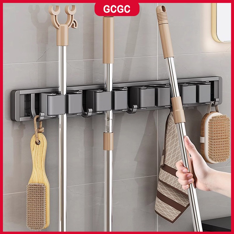 [SG Stock] Mop Wall Clip No-Punch Bathroom Kitchen Behind Door Shelf ...