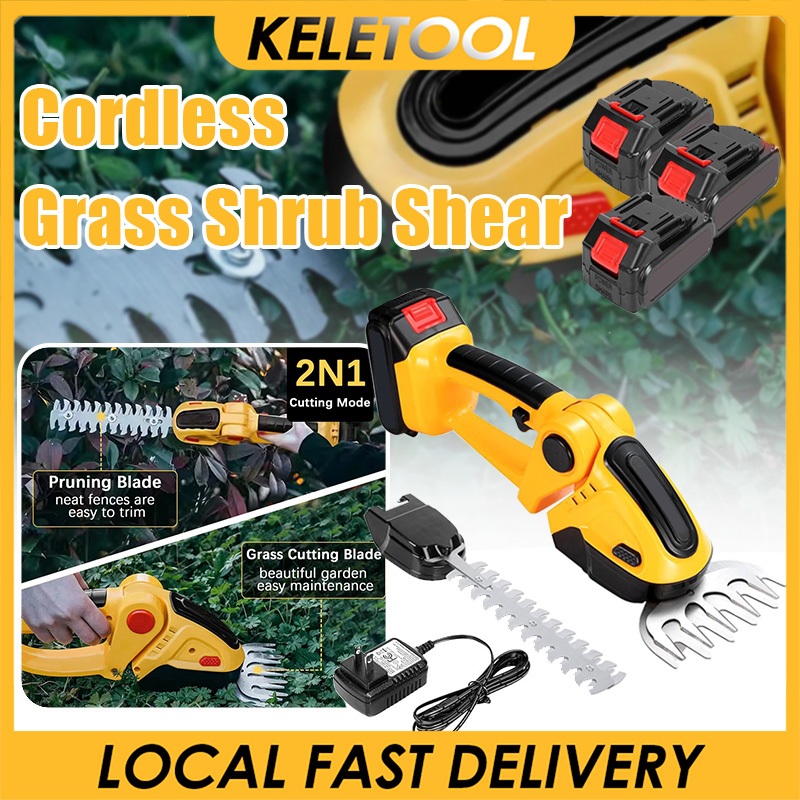 2-in-1 Cordless Grass Shrub Shear Handheld Hedge Trimmer Electric ...