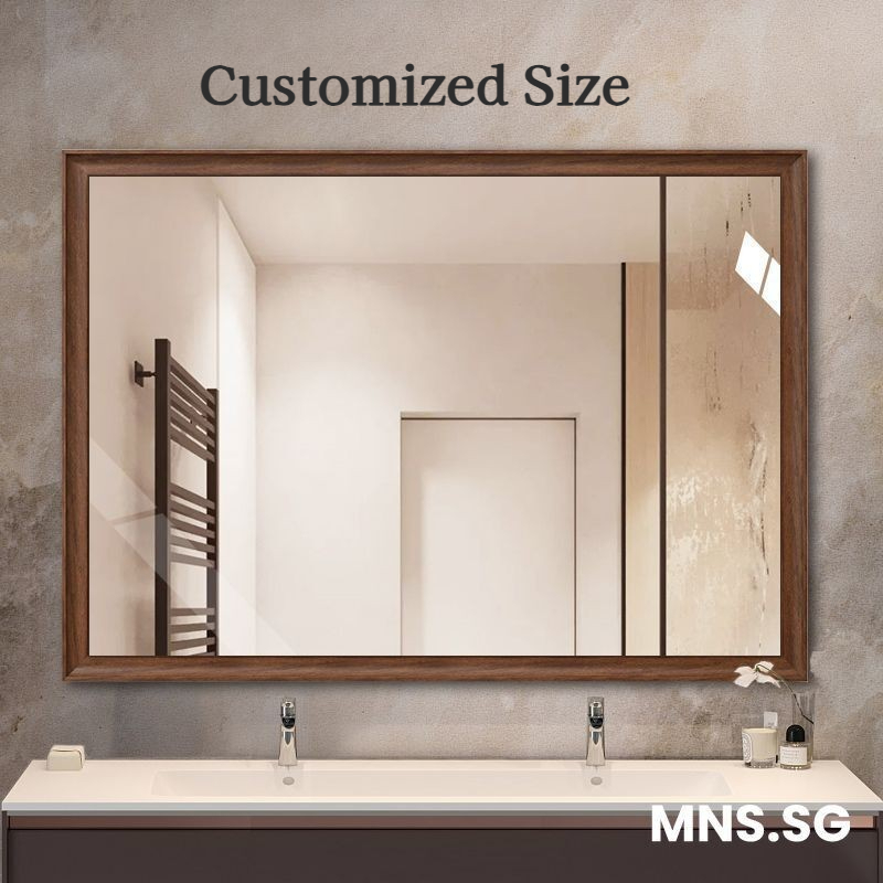 MNS Bathroom Mirror PS Frame Imitation Solid Wood Bathroom Mirror Wall ...