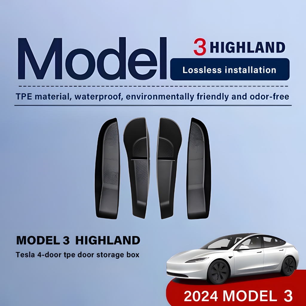 Set of 4 Door Storage Boxes for 2024 2025 Tesla Model 3 Highland Front ...