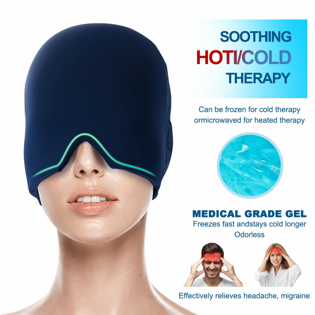 Migraine Headache Relief Cap Full Hat Reusable Gel Ice Pack Hot Cold ...