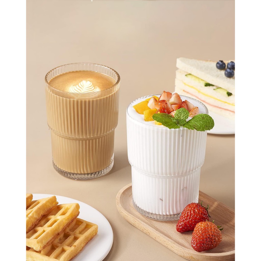 200/300/400ml Vertical Striped Glass Cup Heat-resistant Whiskey ...