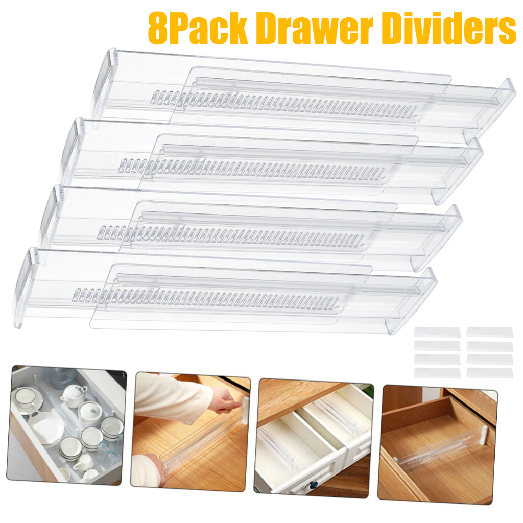 8Pack Drawer Dividers 11.3in-19.7in Adjustable Drawer Organiser Divider ...
