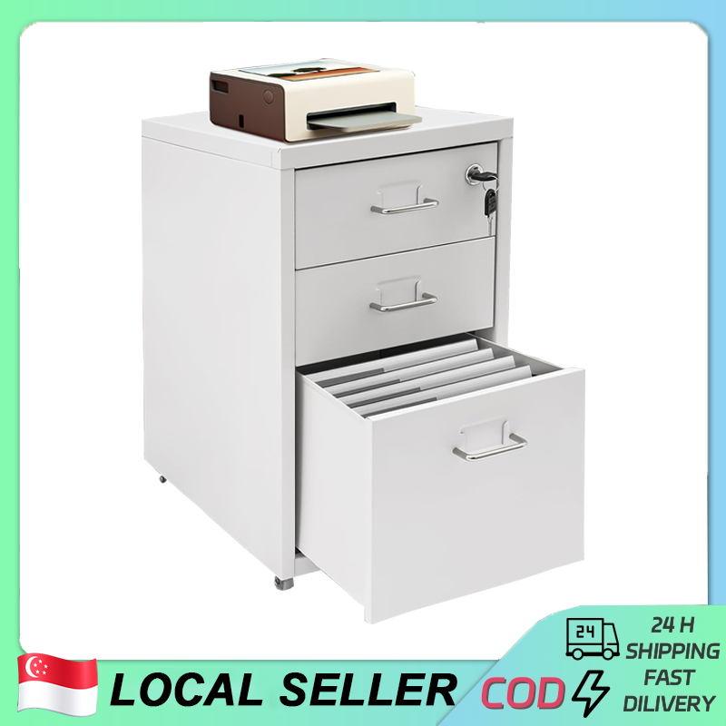 3/5/6L Metal File Drawer with Lock Home Office Cabinet Table Storage ...