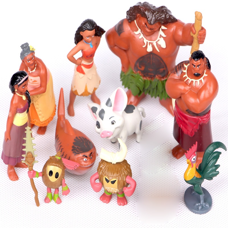 Moana Action Figures Maui Chief Tui Sina Gramama Heihei Anime Dolls 10 ...