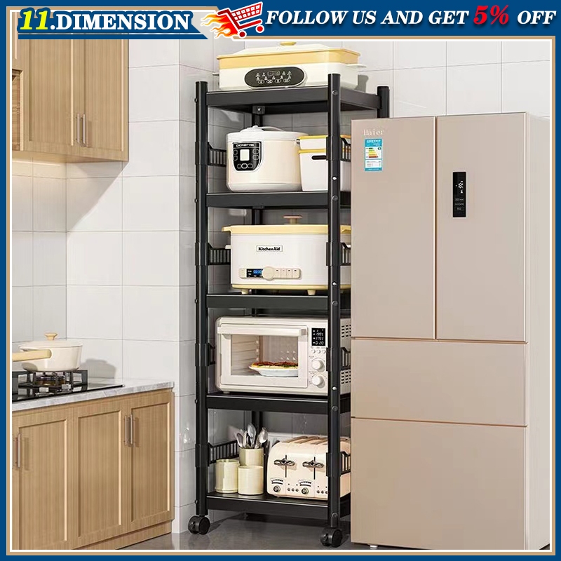 Cool Black Metal Rack Shelves Antirust Kitchen Storage Rack Bookshelf ...