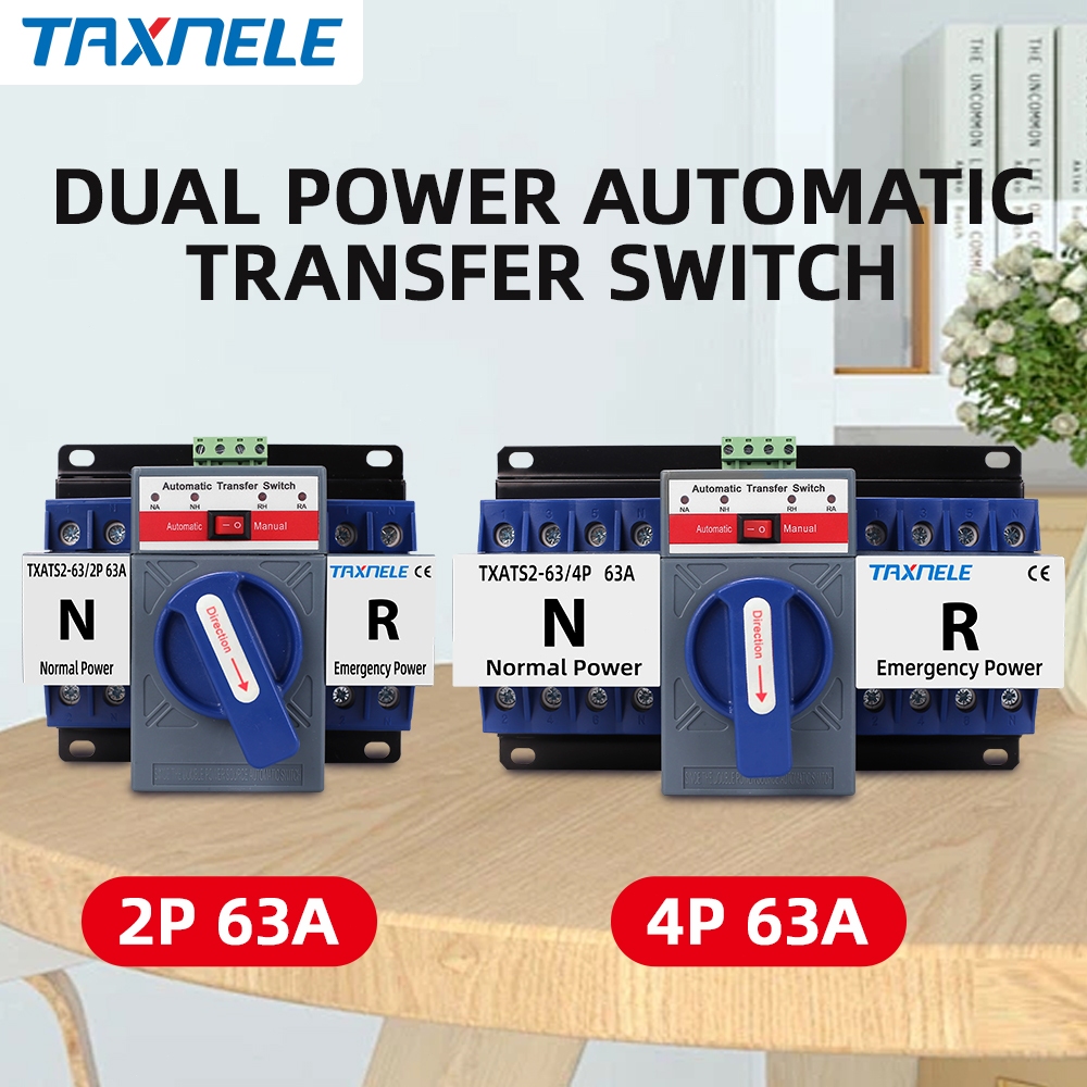 ATS 63A 230V 380V Micro Circuit Breaker Dual Power Automatic transfer ...