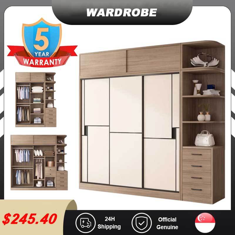 Wardrobe Cabinet Sliding Door Wardrobe Home Bedroom Solid Wood Simple ...
