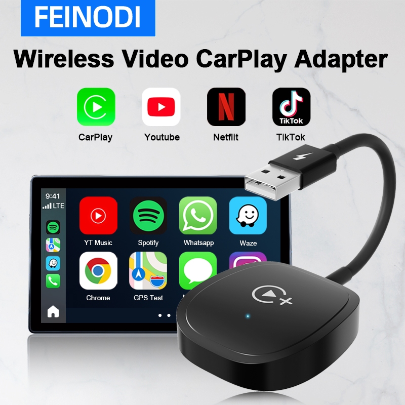 FEINODI Aideo CarPlay Dongle Converts factory wired carplay to wireless ...
