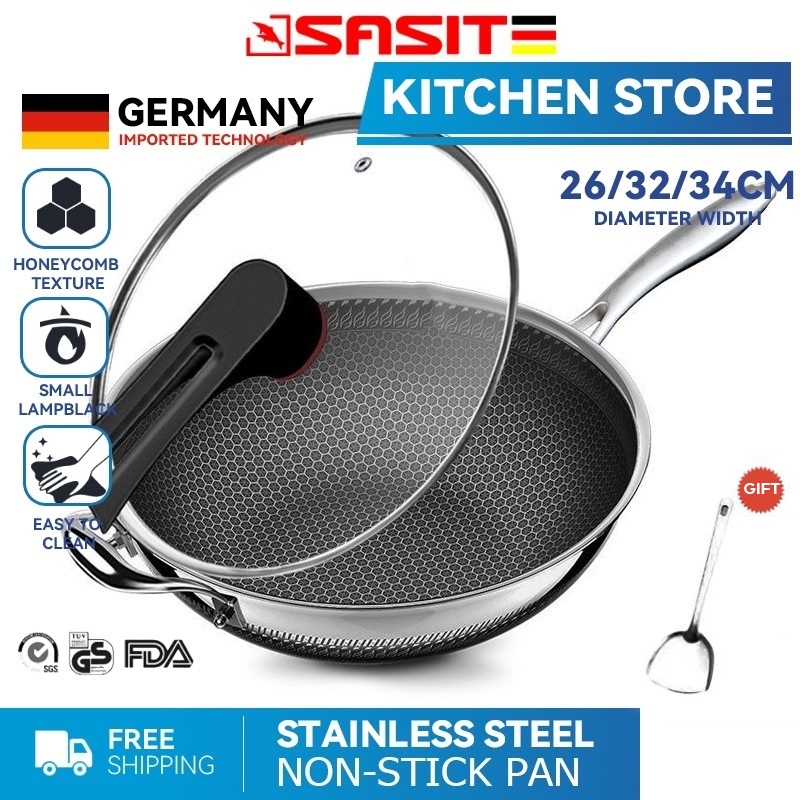 German 316 stainless steel wok non-stick wok household seven-layer ...