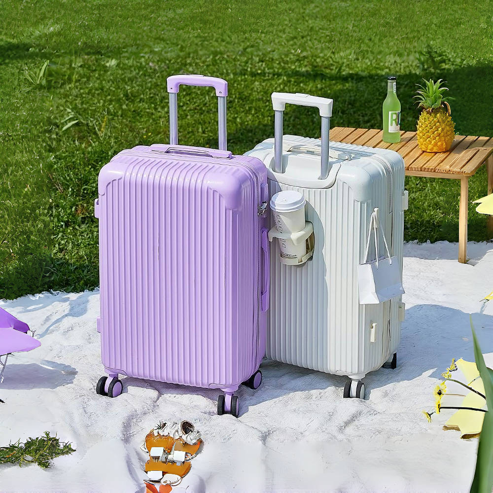 plain travel luggage bag 20inch 24inch ABS material suitcase beg bagasi ...