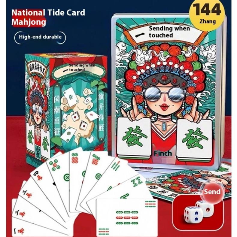 Portable Mahjong Playing Cards Chinese Style Thick Durable Waterproof ...