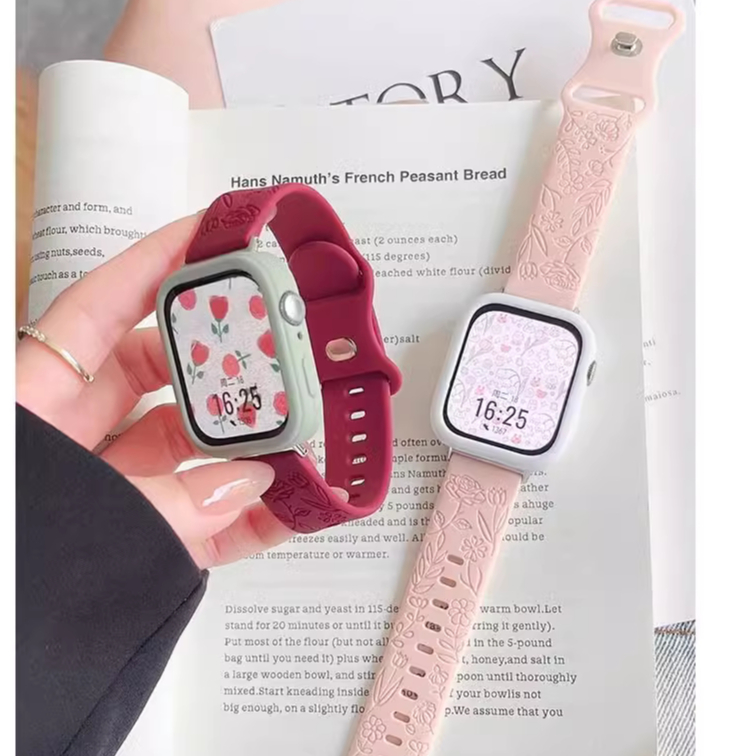 Carving Flower Strap+Case For Huawei Watch Fit 3 Strap And Huawei Watch ...