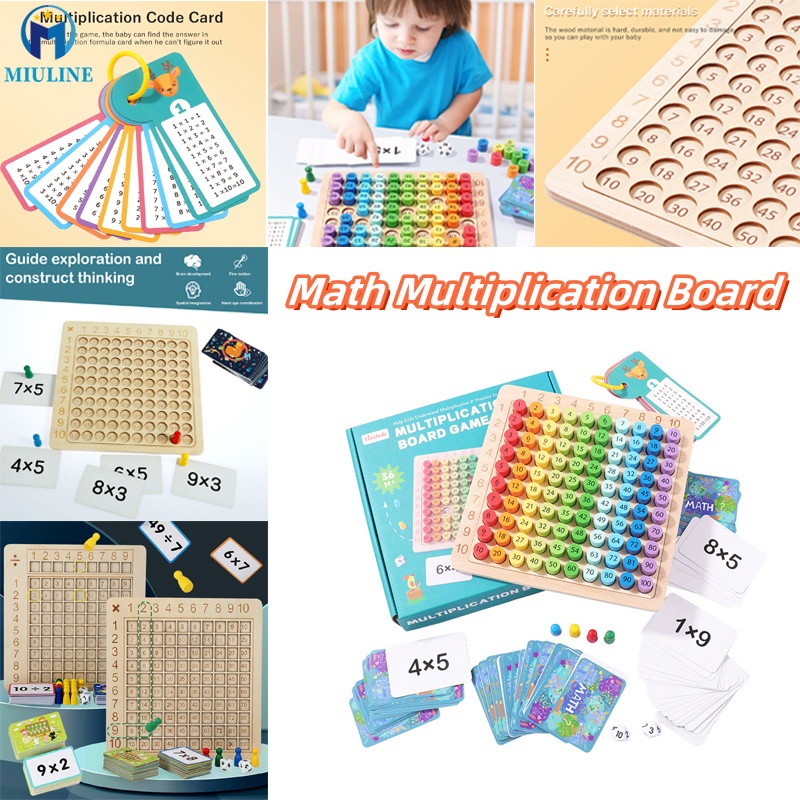 Wooden Math Multiplication Board Educational Children Counting Toy with ...