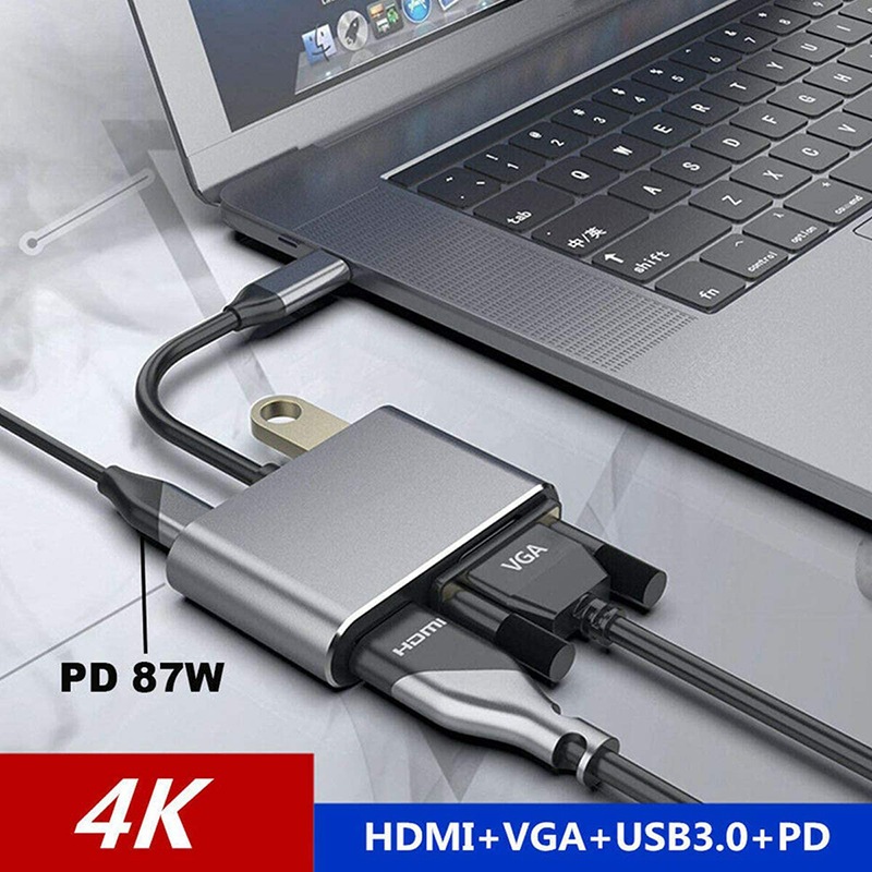 4 in 1 USB C HDMI Type c to HDMI 4K Adapter VGA USB3.0 Audio video ...