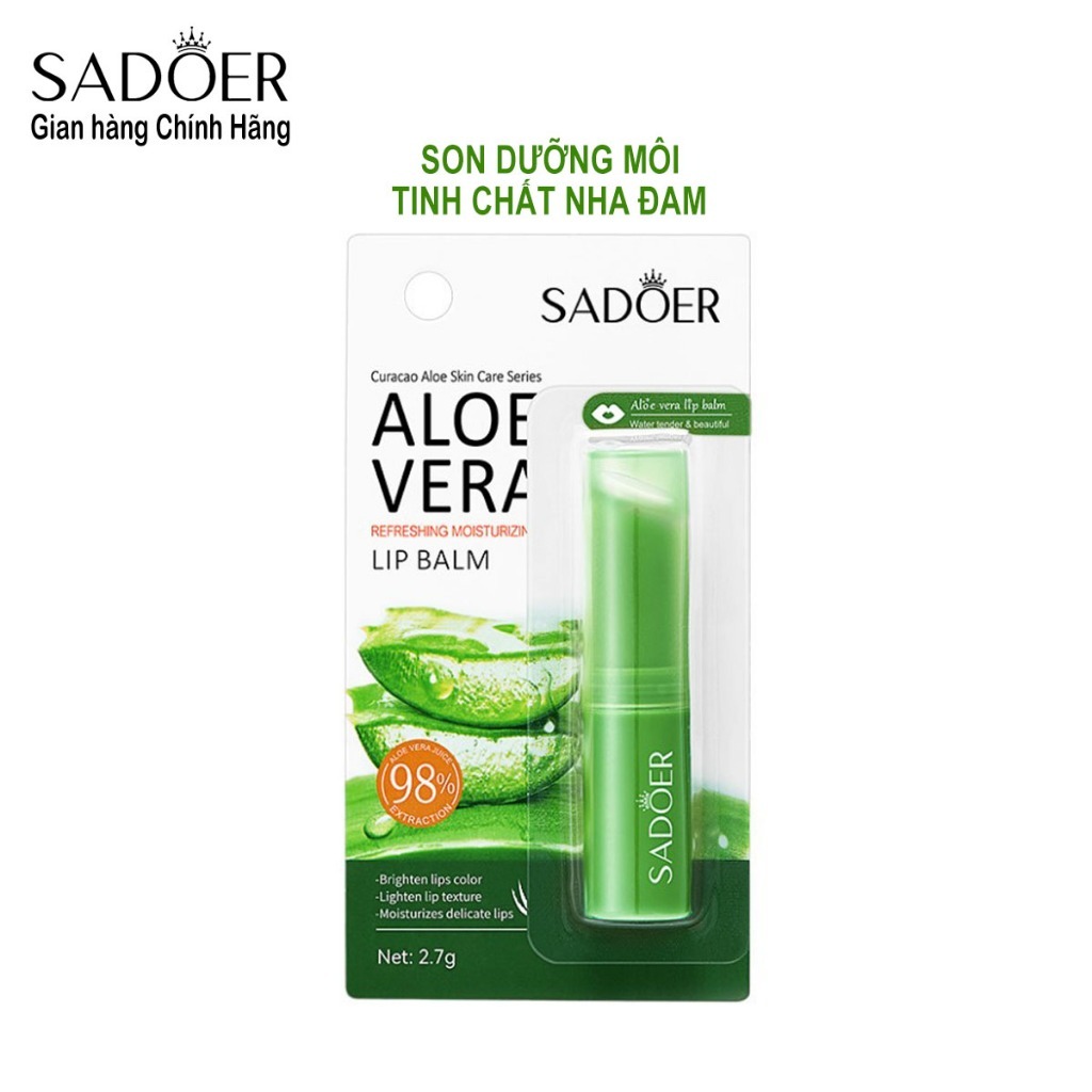 SADOER Natural Aloe Vera Lip Balm Aloe Vera Essence Pampers Soft, Plump And Elastic Lips, Aloe ...